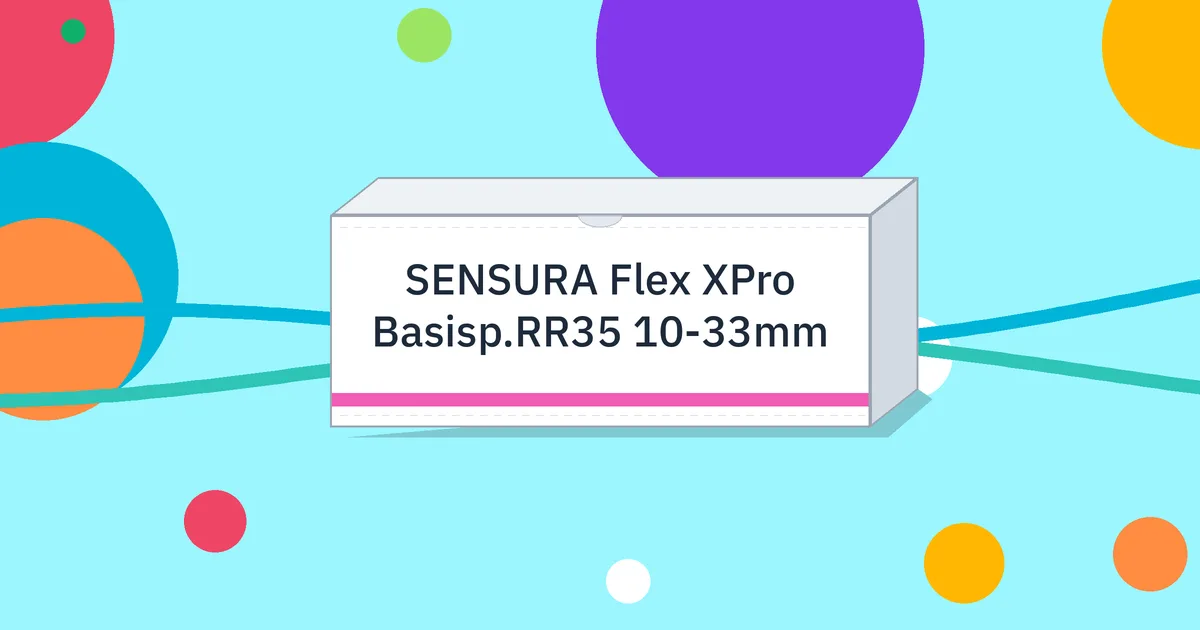 Symbolbild: Packung mit der Aufschrift SENSURA Flex XPro Basisp.RR35 10-33mm (PZN 09012128) – Verfügbarkeit und Bezug in Apotheken in Frankfurt am Main