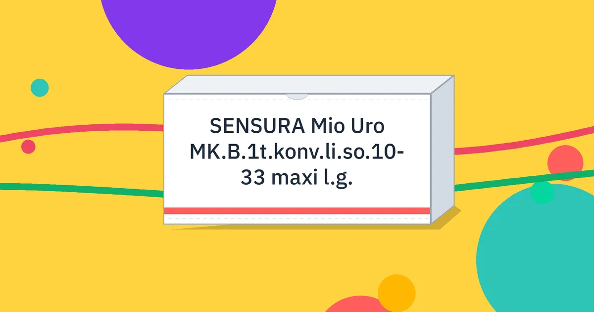 Symbolbild: Packung mit der Aufschrift SENSURA Mio Uro MK.B.1t.konv.li.so.10-33 maxi l.g. (PZN 11099378) – Verfügbarkeit und Bezug in Apotheken in Frankfurt am Main