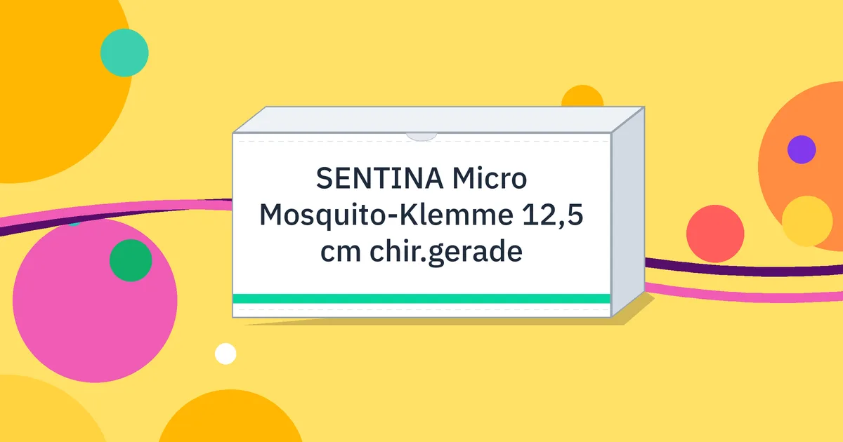 Symbolbild: Packung mit der Aufschrift SENTINA Micro Mosquito-Klemme 12,5 cm chir.gerade (PZN 11588568) – Verfügbarkeit und Bezug in Apotheken in Frankfurt am Main