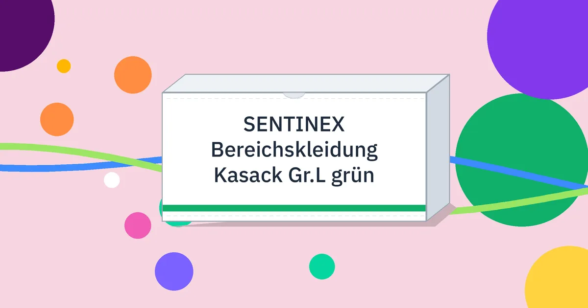 Symbolbild: Packung mit der Aufschrift SENTINEX Bereichskleidung Kasack Gr.L grün (PZN 09286268) – Verfügbarkeit und Bezug in Apotheken in Frankfurt am Main