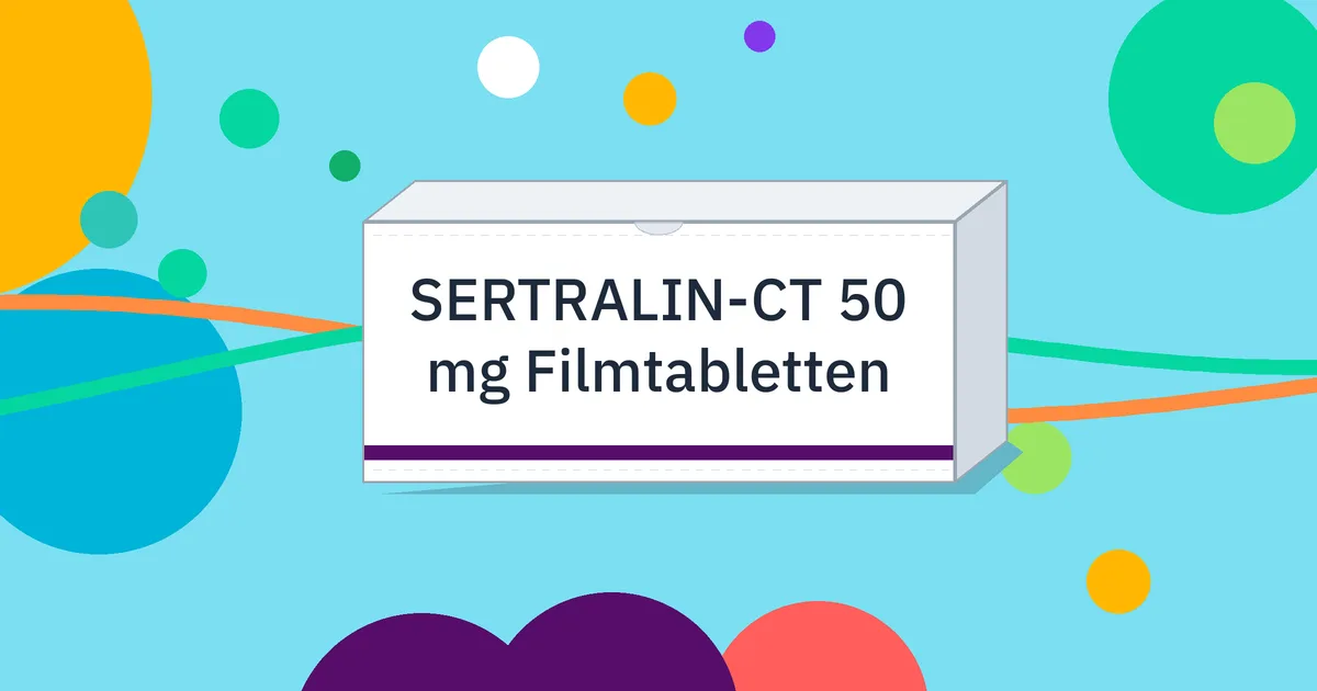 Symbolbild: Packung mit der Aufschrift SERTRALIN-CT 50 mg Filmtabletten (PZN 01032893) – Verfügbarkeit und Bezug in Apotheken in Frankfurt am Main