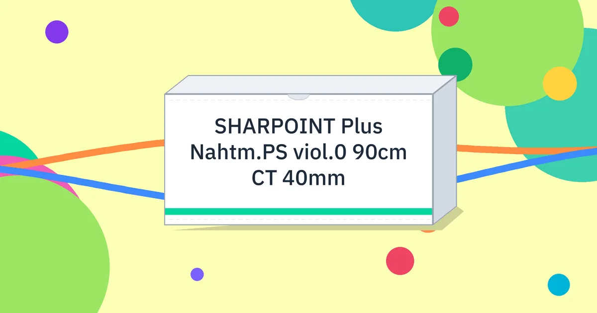Symbolbild: Packung mit der Aufschrift SHARPOINT Plus Nahtm.PS viol.0 90cm CT 40mm (PZN 17995889) – Verfügbarkeit und Bezug in Apotheken in Frankfurt am Main