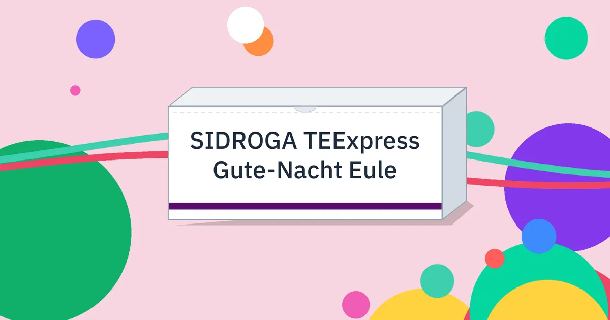 Symbolbild: Packung mit der Aufschrift SIDROGA TEExpress Gute-Nacht Eule (PZN 09082376) – Verfügbarkeit und Bezug in Apotheken in Frankfurt am Main