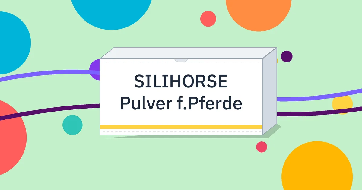 Symbolbild: Packung mit der Aufschrift SILIHORSE Pulver f.Pferde (PZN 13785801) – Verfügbarkeit und Bezug in Apotheken in Frankfurt am Main