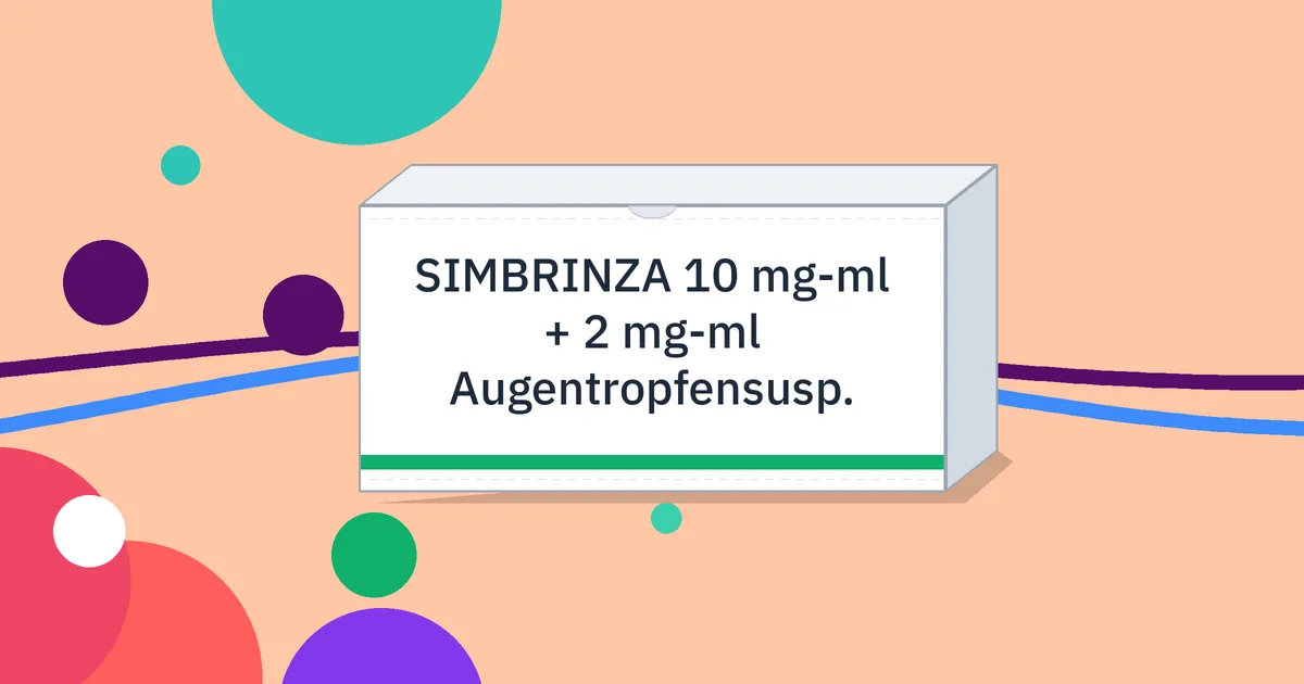 Symbolbild: Packung mit der Aufschrift SIMBRINZA 10 mg-ml + 2 mg-ml Augentropfensusp. (PZN 11127850) – Verfügbarkeit und Bezug in Apotheken in Frankfurt am Main