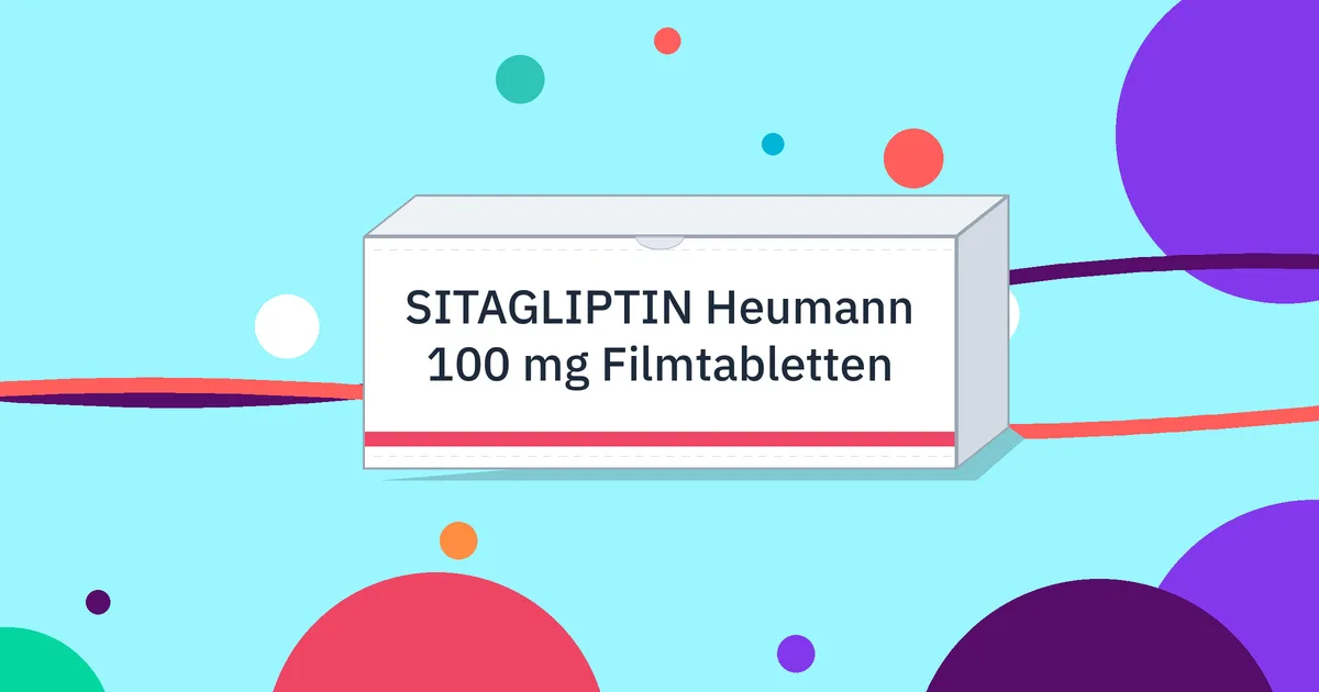 Symbolbild: Packung mit der Aufschrift SITAGLIPTIN Heumann 100 mg Filmtabletten (PZN 17367549) – Verfügbarkeit und Bezug in Apotheken in Frankfurt am Main