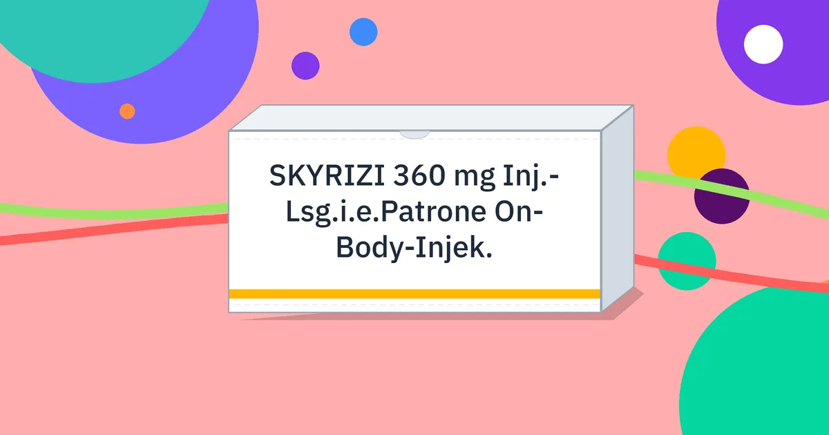 Symbolbild: Packung mit der Aufschrift SKYRIZI 360 mg Inj.-Lsg.i.e.Patrone On-Body-Injek. (PZN 19300897) – Verfügbarkeit und Bezug in Apotheken in Frankfurt am Main
