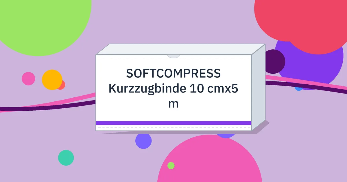 Symbolbild: Packung mit der Aufschrift SOFTCOMPRESS Kurzzugbinde 10 cmx5 m (PZN 13506178) – Verfügbarkeit und Bezug in Apotheken in Frankfurt am Main