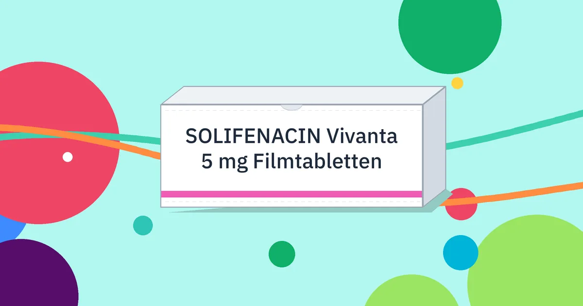 Symbolbild: Packung mit der Aufschrift SOLIFENACIN Vivanta 5 mg Filmtabletten (PZN 19956646) – Verfügbarkeit und Bezug in Apotheken in Frankfurt am Main