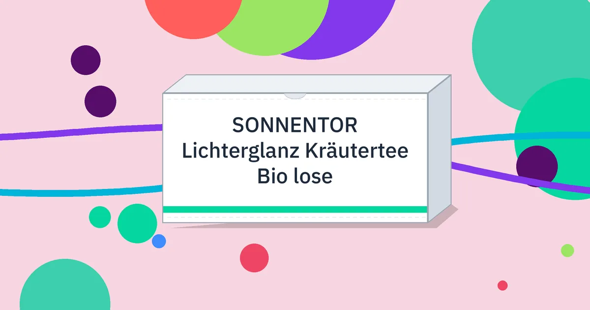Symbolbild: Packung mit der Aufschrift SONNENTOR Lichterglanz Kräutertee Bio lose (PZN 18904452) – Verfügbarkeit und Bezug in Apotheken in Frankfurt am Main