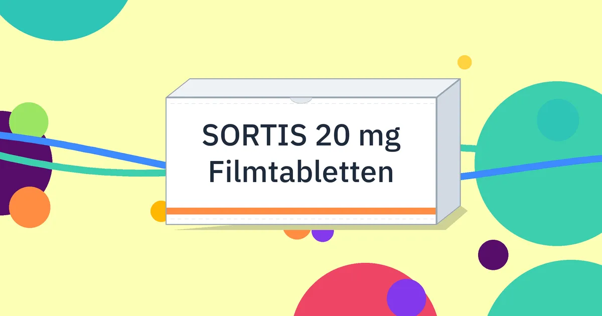 Symbolbild: Packung mit der Aufschrift SORTIS 20 mg Filmtabletten (PZN 07699368) – Verfügbarkeit und Bezug in Apotheken in Frankfurt am Main