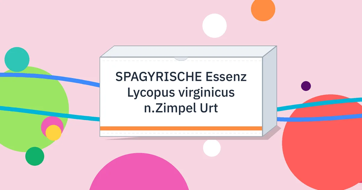 Symbolbild: Packung mit der Aufschrift SPAGYRISCHE Essenz Lycopus virginicus n.Zimpel Urt (PZN 12388268) – Verfügbarkeit und Bezug in Apotheken in Frankfurt am Main
