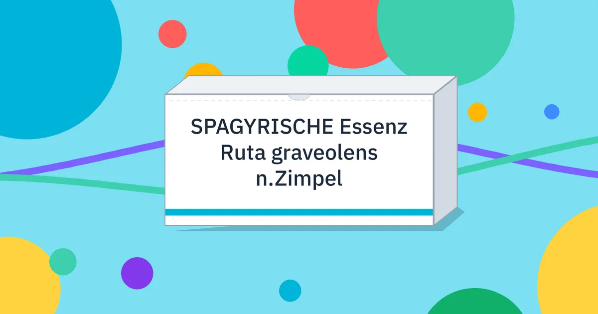 Symbolbild: Packung mit der Aufschrift SPAGYRISCHE Essenz Ruta graveolens n.Zimpel (PZN 00917678) – Verfügbarkeit und Bezug in Apotheken in Frankfurt am Main