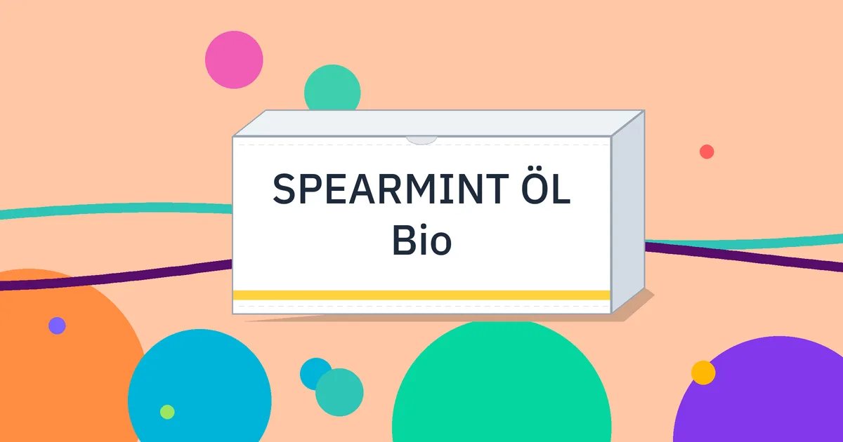 Symbolbild: Packung mit der Aufschrift SPEARMINT ÖL Bio (PZN 11283107) – Verfügbarkeit und Bezug in Apotheken in Frankfurt am Main