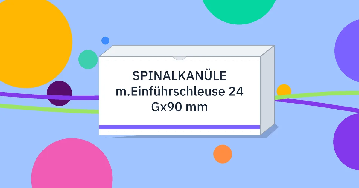 Symbolbild: Packung mit der Aufschrift SPINALKANÜLE m.Einführschleuse 24 Gx90 mm (PZN 03949733) – Verfügbarkeit und Bezug in Apotheken in Frankfurt am Main