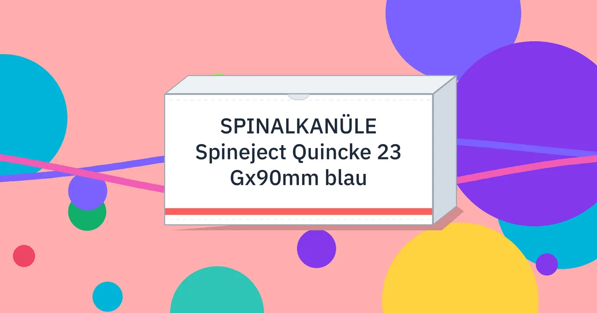 Symbolbild: Packung mit der Aufschrift SPINALKANÜLE Spineject Quincke 23 Gx90mm blau (PZN 16135653) – Verfügbarkeit und Bezug in Apotheken in Frankfurt am Main