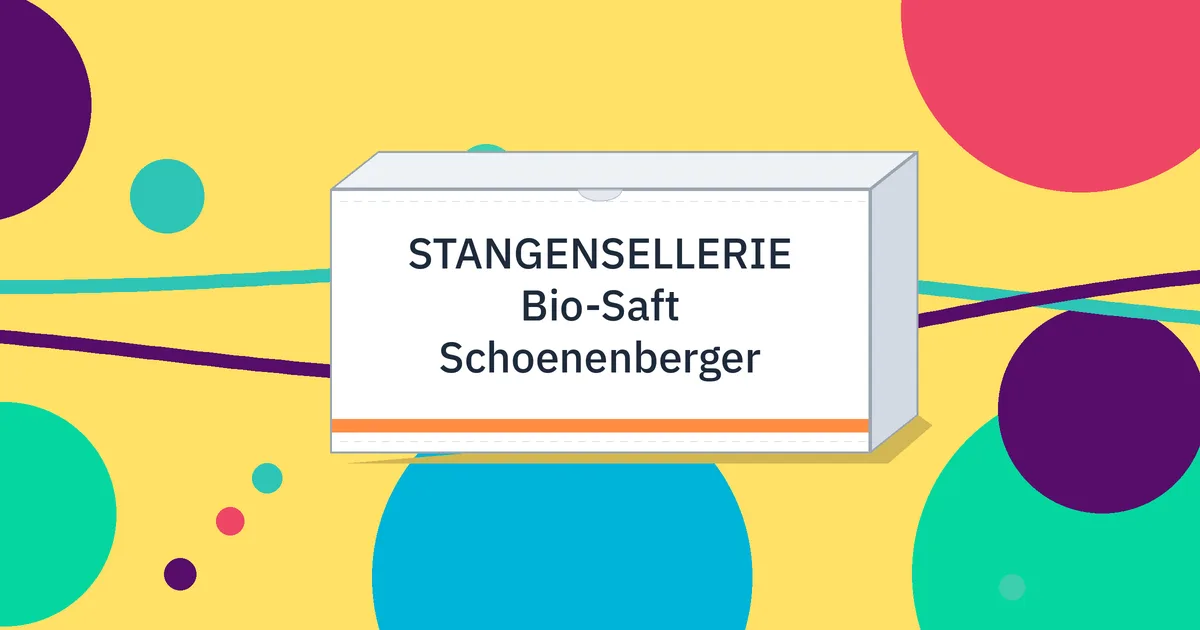 Symbolbild: Packung mit der Aufschrift STANGENSELLERIE Bio-Saft Schoenenberger (PZN 16139065) – Verfügbarkeit und Bezug in Apotheken in Frankfurt am Main