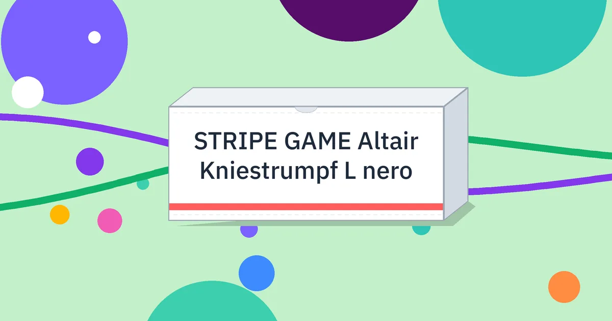 Symbolbild: Packung mit der Aufschrift STRIPE GAME Altair Kniestrumpf L nero (PZN 20208961) – Verfügbarkeit und Bezug in Apotheken in Frankfurt am Main