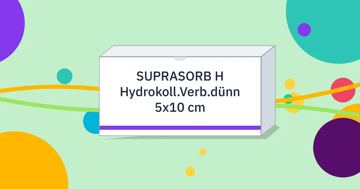 Symbolbild: Packung mit der Aufschrift SUPRASORB H Hydrokoll.Verb.dünn 5x10 cm (PZN 16258953) – Verfügbarkeit und Bezug in Apotheken in Frankfurt am Main