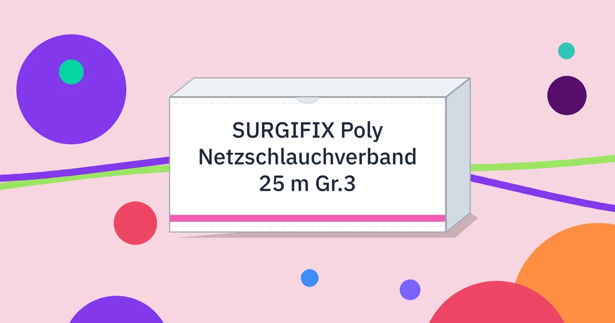 Symbolbild: Packung mit der Aufschrift SURGIFIX Poly Netzschlauchverband 25 m Gr.3 (PZN 18386514) – Verfügbarkeit und Bezug in Apotheken in Frankfurt am Main