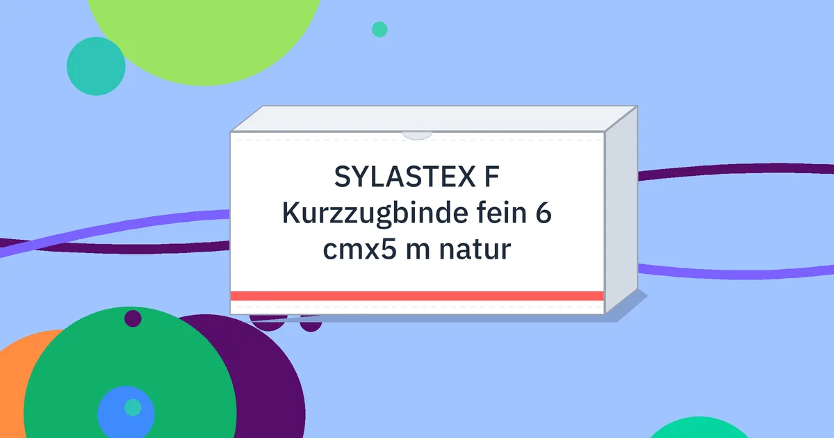 Symbolbild: Packung mit der Aufschrift SYLASTEX F Kurzzugbinde fein 6 cmx5 m natur (PZN 17176499) – Verfügbarkeit und Bezug in Apotheken in Frankfurt am Main