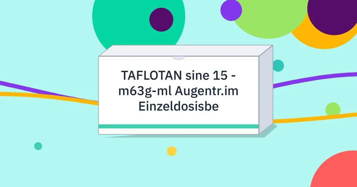 Symbolbild: Packung mit der Aufschrift TAFLOTAN sine 15 -m63g-ml Augentr.im Einzeldosisbe (PZN 12641098) – Verfügbarkeit und Bezug in Apotheken in Frankfurt am Main