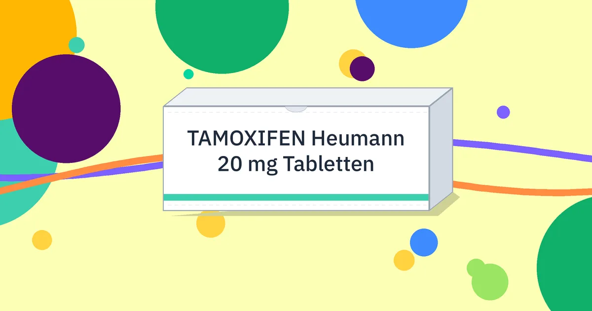 Symbolbild: Packung mit der Aufschrift TAMOXIFEN Heumann 20 mg Tabletten (PZN 18187482) – Verfügbarkeit und Bezug in Apotheken in Frankfurt am Main