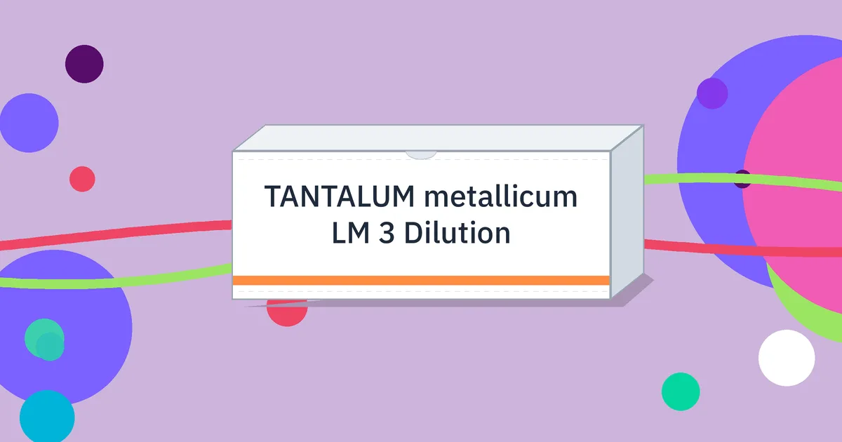 Symbolbild: Packung mit der Aufschrift TANTALUM metallicum LM 3 Dilution (PZN 13213393) – Verfügbarkeit und Bezug in Apotheken in Frankfurt am Main