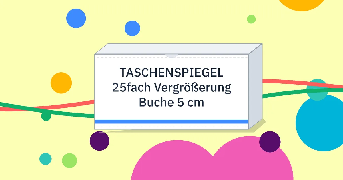 Symbolbild: Packung mit der Aufschrift TASCHENSPIEGEL 25fach Vergrößerung Buche 5 cm (PZN 18389961) – Verfügbarkeit und Bezug in Apotheken in Frankfurt am Main