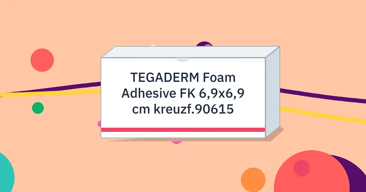 Symbolbild: Packung mit der Aufschrift TEGADERM Foam Adhesive FK 6,9x6,9 cm kreuzf.90615 (PZN 11691510) – Verfügbarkeit und Bezug in Apotheken in Frankfurt am Main
