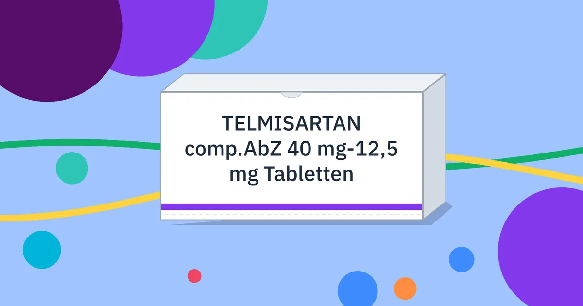 Symbolbild: Packung mit der Aufschrift TELMISARTAN comp.AbZ 40 mg-12,5 mg Tabletten (PZN 10250726) – Verfügbarkeit und Bezug in Apotheken in Frankfurt am Main