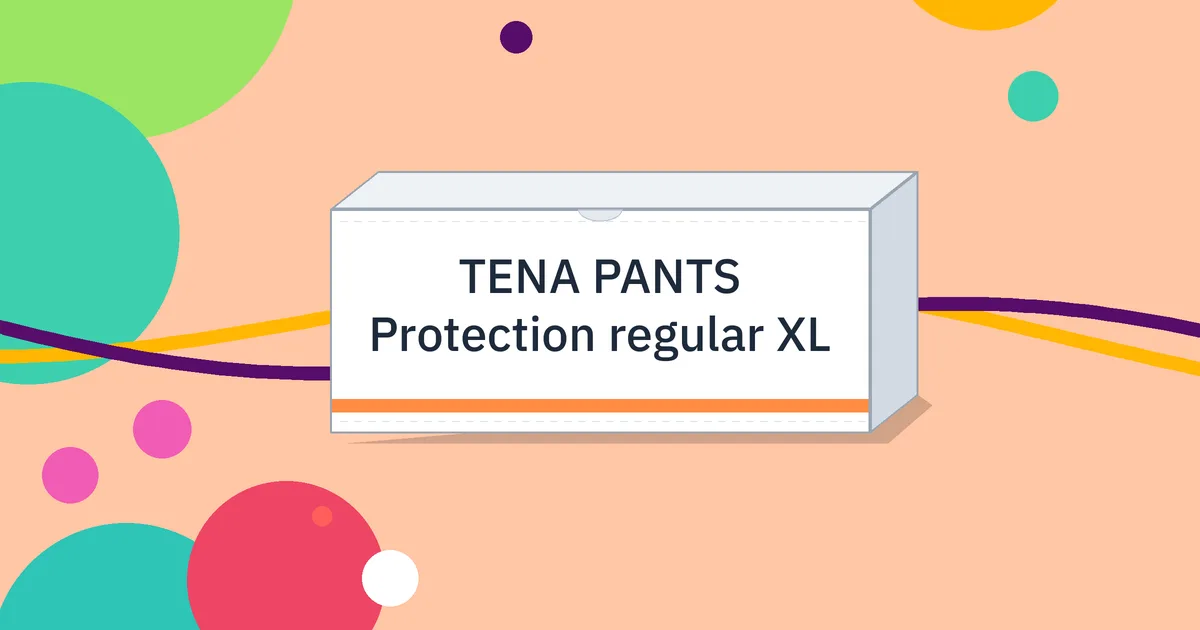 Symbolbild: Packung mit der Aufschrift TENA PANTS Protection regular XL (PZN 19297155) – Verfügbarkeit und Bezug in Apotheken in Frankfurt am Main