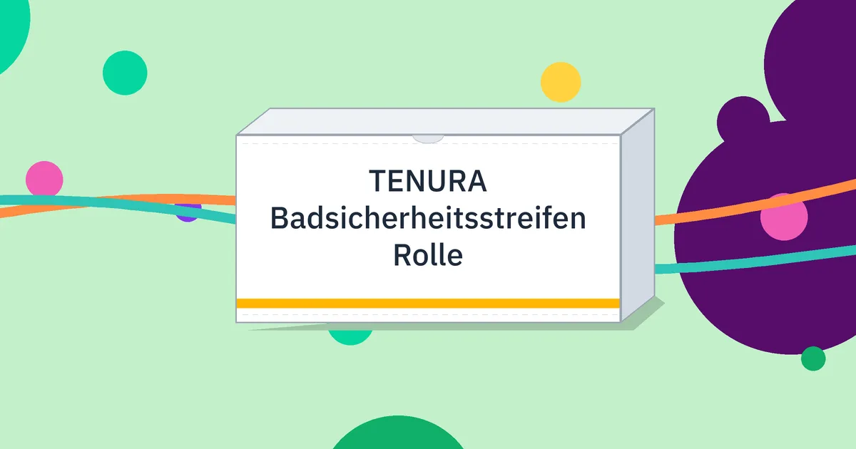 Symbolbild: Packung mit der Aufschrift TENURA Badsicherheitsstreifen Rolle (PZN 09673172) – Verfügbarkeit und Bezug in Apotheken in Frankfurt am Main