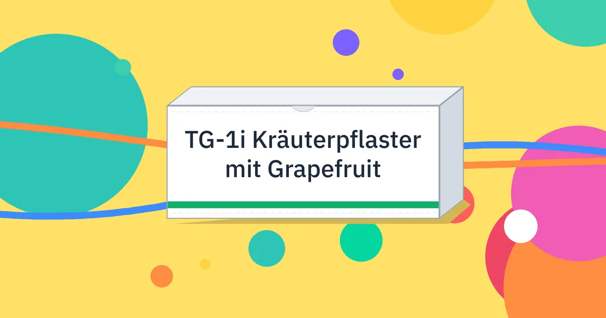 Symbolbild: Packung mit der Aufschrift TG-1i Kräuterpflaster mit Grapefruit (PZN 12528404) – Verfügbarkeit und Bezug in Apotheken in Frankfurt am Main