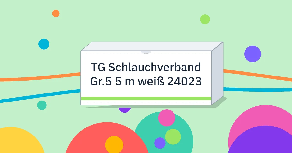 Symbolbild: Packung mit der Aufschrift TG Schlauchverband Gr.5 5 m weiß 24023 (PZN 05893741) – Verfügbarkeit und Bezug in Apotheken in Frankfurt am Main