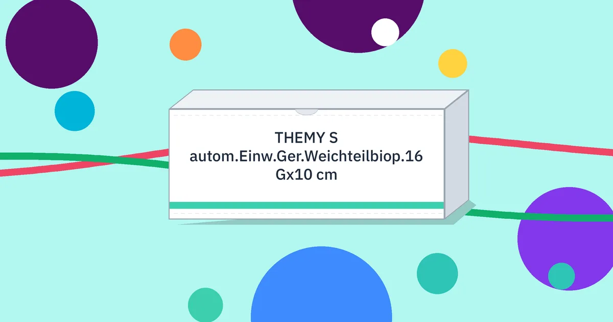 Symbolbild: Packung mit der Aufschrift THEMY S autom.Einw.Ger.Weichteilbiop.16 Gx10 cm (PZN 19738292) – Verfügbarkeit und Bezug in Apotheken in Frankfurt am Main