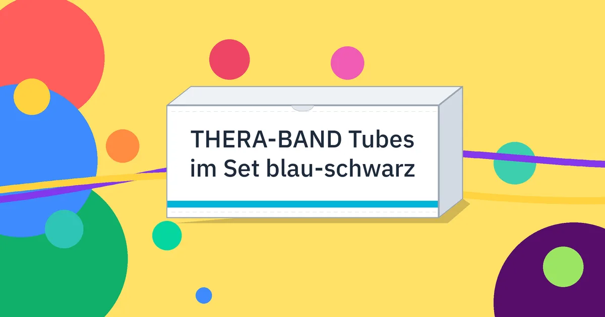 Symbolbild: Packung mit der Aufschrift THERA-BAND Tubes im Set blau-schwarz (PZN 00461994) – Verfügbarkeit und Bezug in Apotheken in Frankfurt am Main