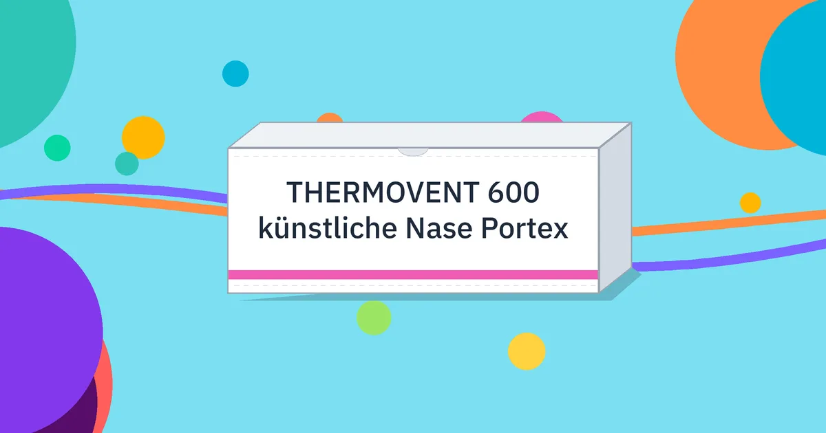 Symbolbild: Packung mit der Aufschrift THERMOVENT 600 künstliche Nase Portex (PZN 09105686) – Verfügbarkeit und Bezug in Apotheken in Frankfurt am Main