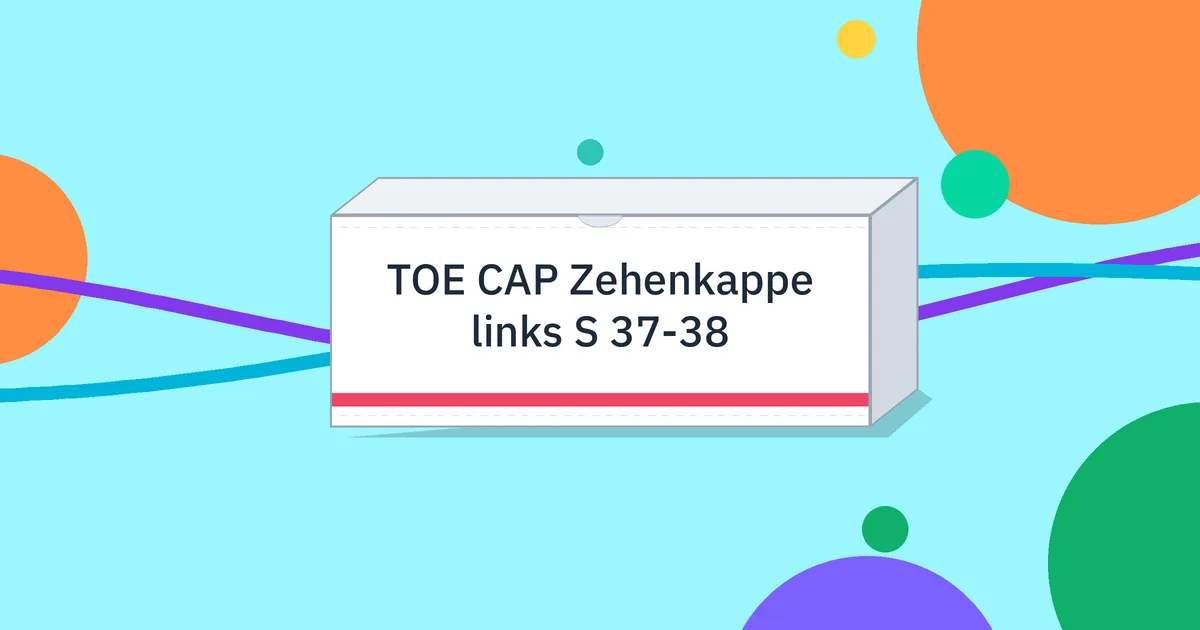 Symbolbild: Packung mit der Aufschrift TOE CAP Zehenkappe links S 37-38 (PZN 16631524) – Verfügbarkeit und Bezug in Apotheken in Frankfurt am Main