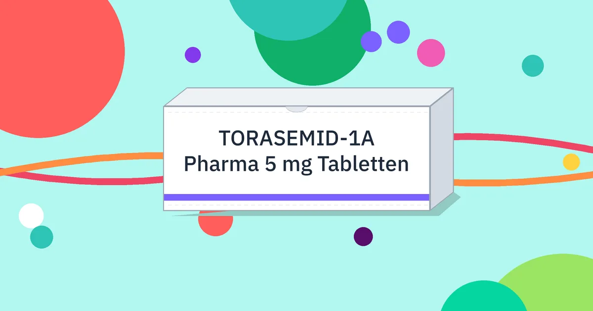 Symbolbild: Packung mit der Aufschrift TORASEMID-1A Pharma 5 mg Tabletten (PZN 00773966) – Verfügbarkeit und Bezug in Apotheken in Frankfurt am Main