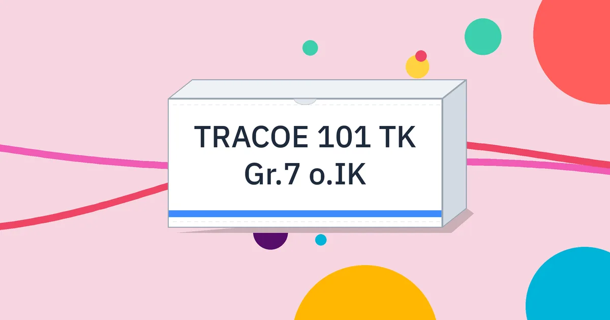 Symbolbild: Packung mit der Aufschrift TRACOE 101 TK Gr.7 o.IK (PZN 02722909) – Verfügbarkeit und Bezug in Apotheken in Frankfurt am Main