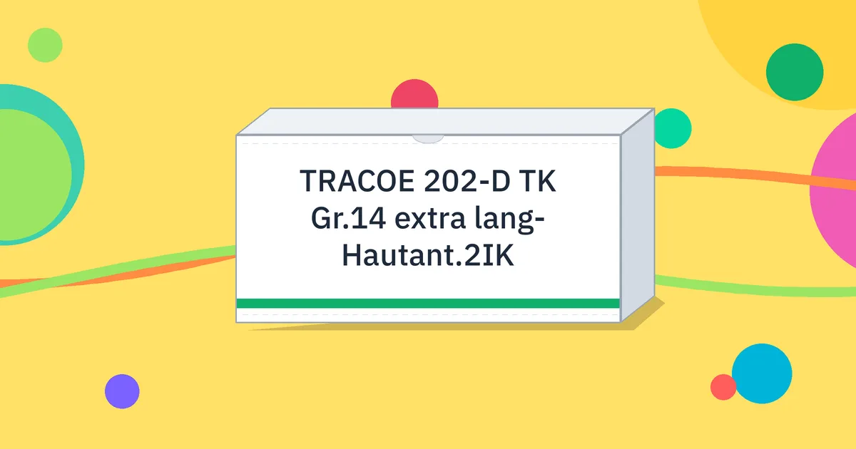 Symbolbild: Packung mit der Aufschrift TRACOE 202-D TK Gr.14 extra lang-Hautant.2IK (PZN 00916590) – Verfügbarkeit und Bezug in Apotheken in Frankfurt am Main
