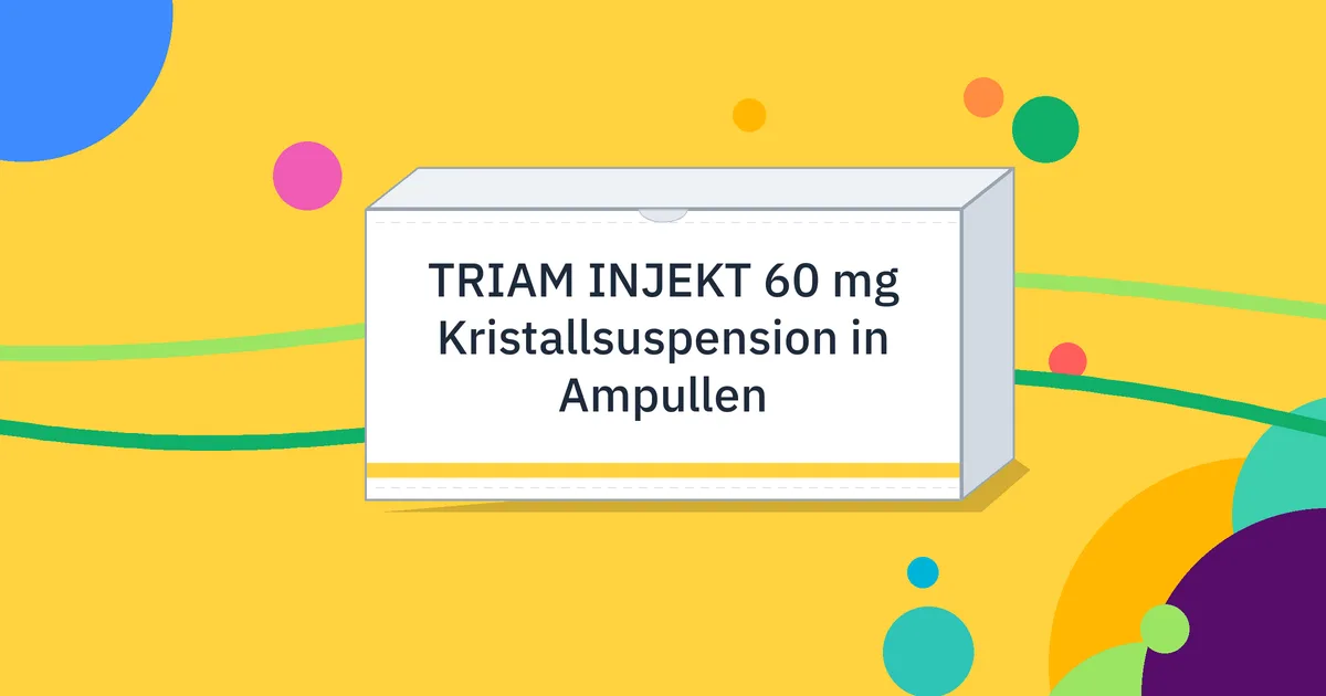 Symbolbild: Packung mit der Aufschrift TRIAM INJEKT 60 mg Kristallsuspension in Ampullen (PZN 02395072) – Verfügbarkeit und Bezug in Apotheken in Frankfurt am Main