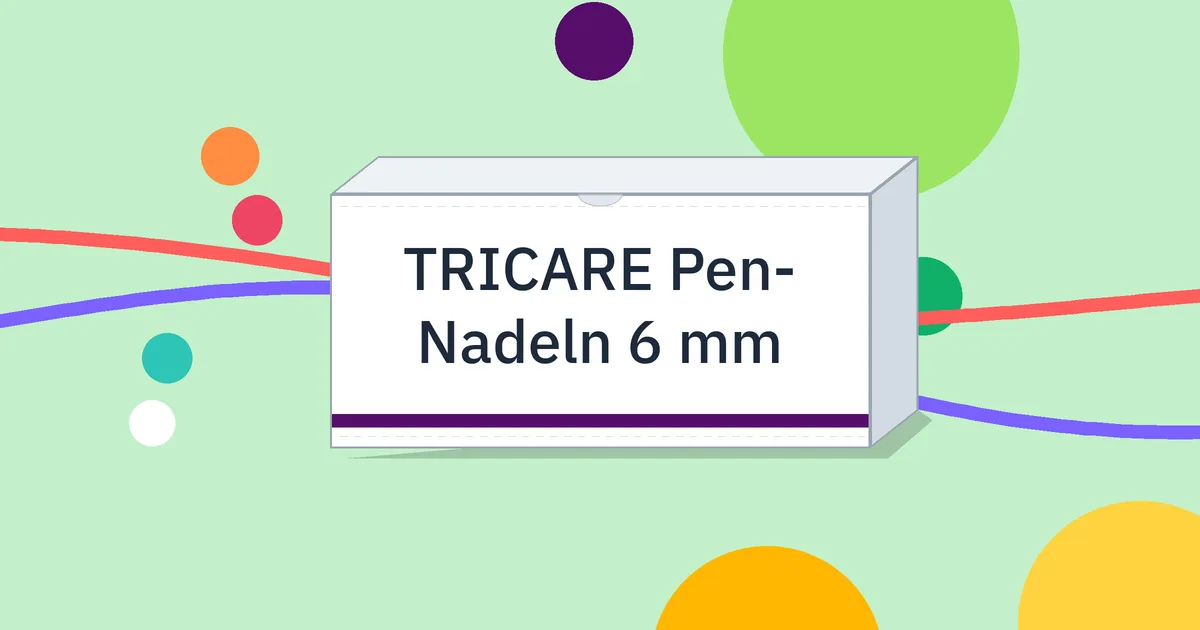 Symbolbild: Packung mit der Aufschrift TRICARE Pen-Nadeln 6 mm (PZN 15302623) – Verfügbarkeit und Bezug in Apotheken in Frankfurt am Main