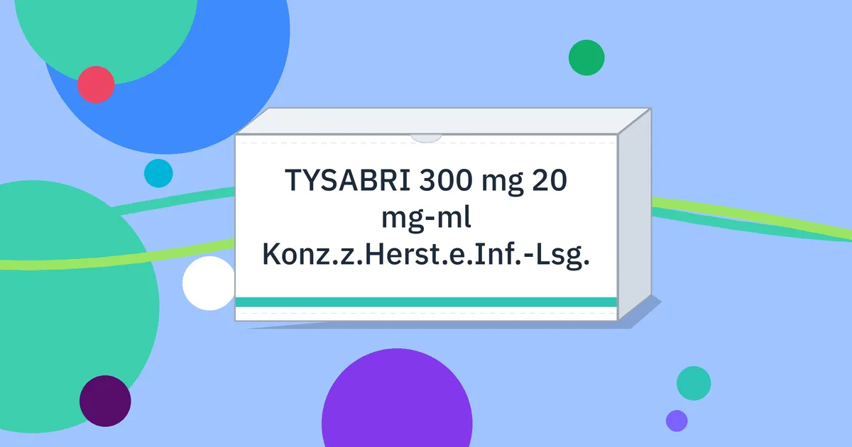 Symbolbild: Packung mit der Aufschrift TYSABRI 300 mg 20 mg-ml Konz.z.Herst.e.Inf.-Lsg. (PZN 00172296) – Verfügbarkeit und Bezug in Apotheken in Frankfurt am Main
