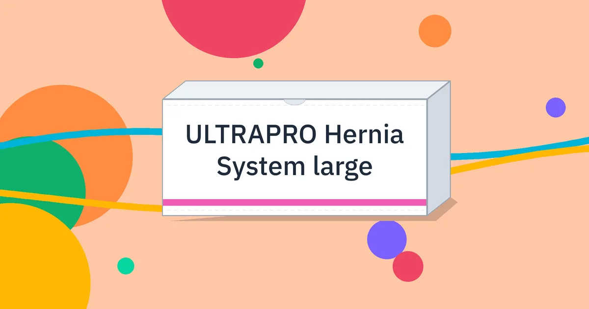 Symbolbild: Packung mit der Aufschrift ULTRAPRO Hernia System large (PZN 04852987) – Verfügbarkeit und Bezug in Apotheken in Frankfurt am Main
