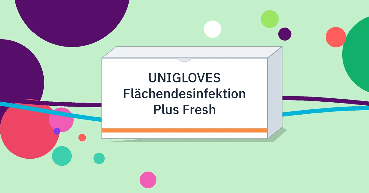 Symbolbild: Packung mit der Aufschrift UNIGLOVES Flächendesinfektion Plus Fresh (PZN 18332286) – Verfügbarkeit und Bezug in Apotheken in Frankfurt am Main