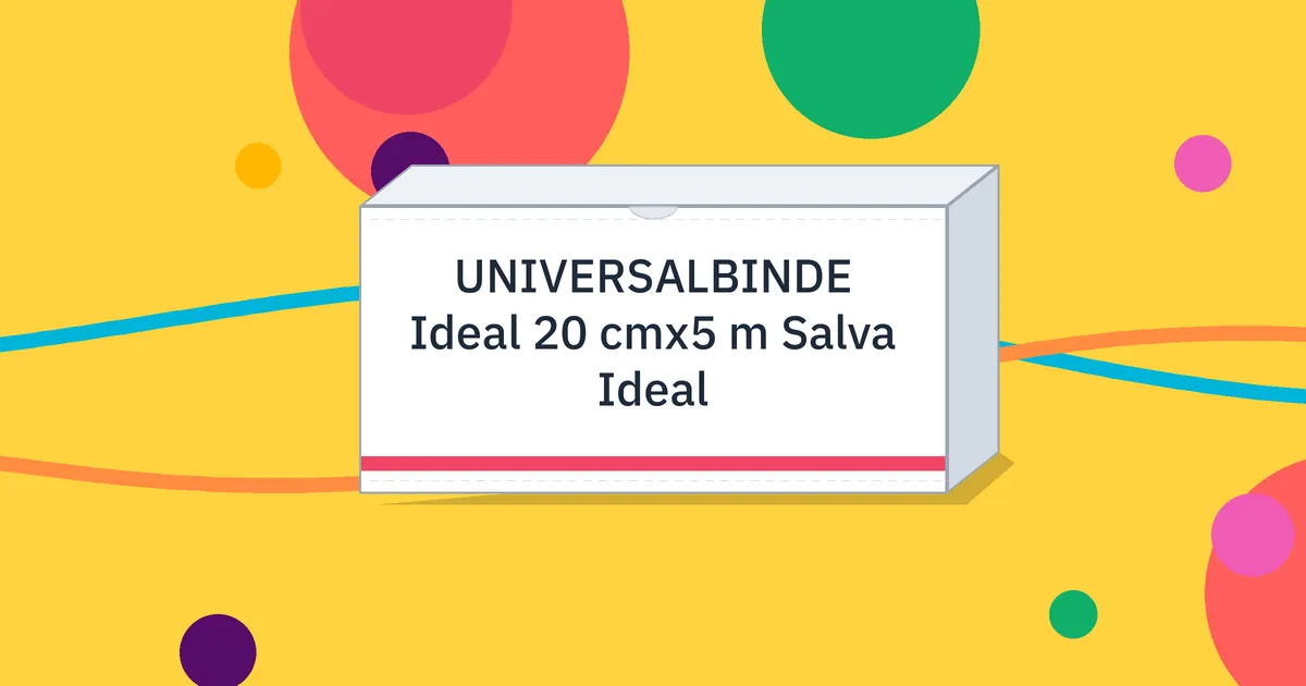 Symbolbild: Packung mit der Aufschrift UNIVERSALBINDE Ideal 20 cmx5 m Salva Ideal (PZN 10351166) – Verfügbarkeit und Bezug in Apotheken in Frankfurt am Main