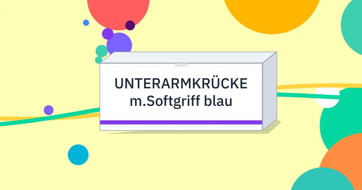 Symbolbild: Packung mit der Aufschrift UNTERARMKRÜCKE m.Softgriff blau (PZN 00153092) – Verfügbarkeit und Bezug in Apotheken in Frankfurt am Main