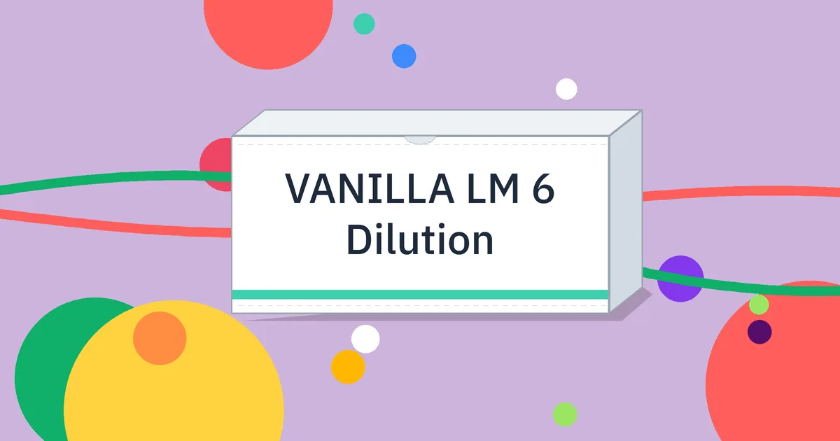 Symbolbild: Packung mit der Aufschrift VANILLA LM 6 Dilution (PZN 13263391) – Verfügbarkeit und Bezug in Apotheken in Frankfurt am Main